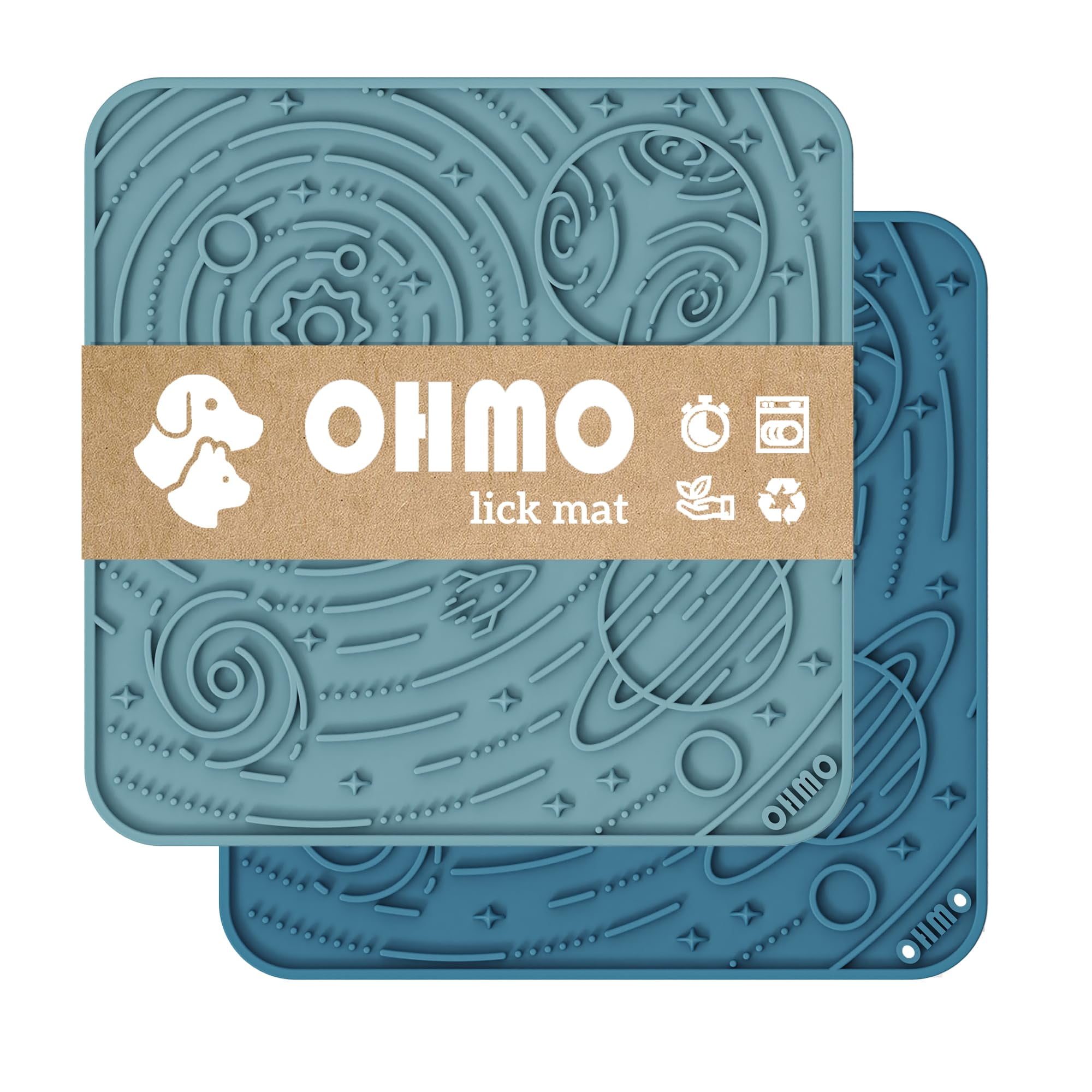OHMO Lick Mat for Dogs and Cats(Large, Dark&Light Blue, 2pcs ...