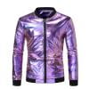 OHMZYZO Men's Metallic Bomber Jacket 70s Disco Varsity Jacket Zip Up ...
