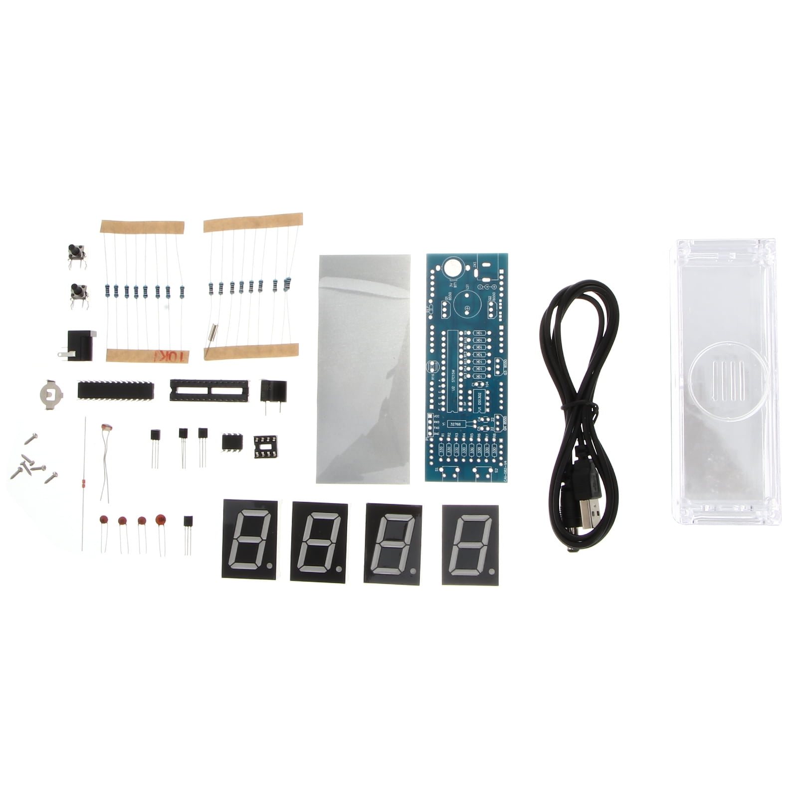 OHOIOLLA 1 Set Diy Digital Clock Rectangular Green Plastic Timekeeping Led Display For ...