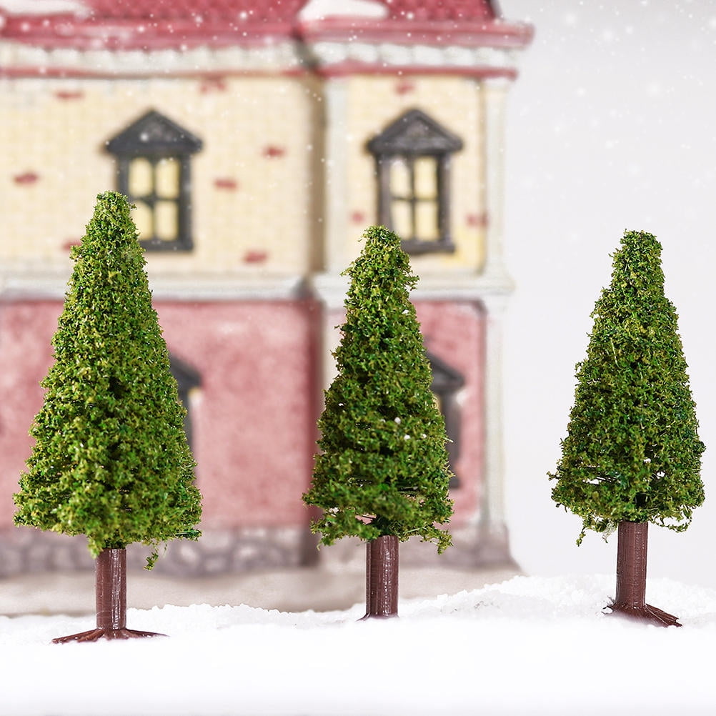 OHOIOLLA 10 Pcs Miniature Trees for and Model Building Green Conical ...