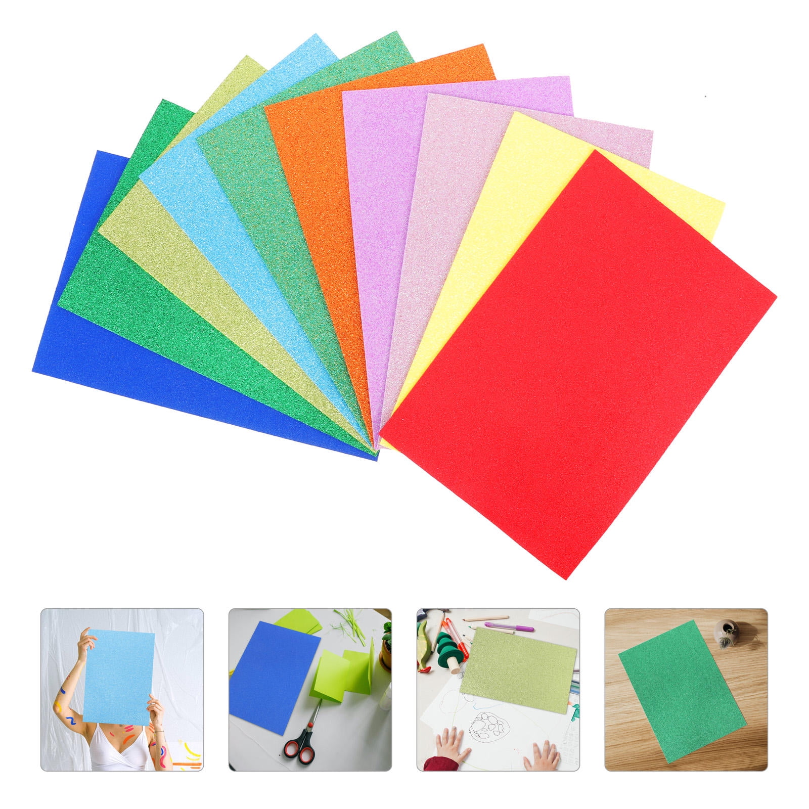 OHOIOLLA 10 Sheets Glitter Craft Paper Assorted Color Cuttable for ...