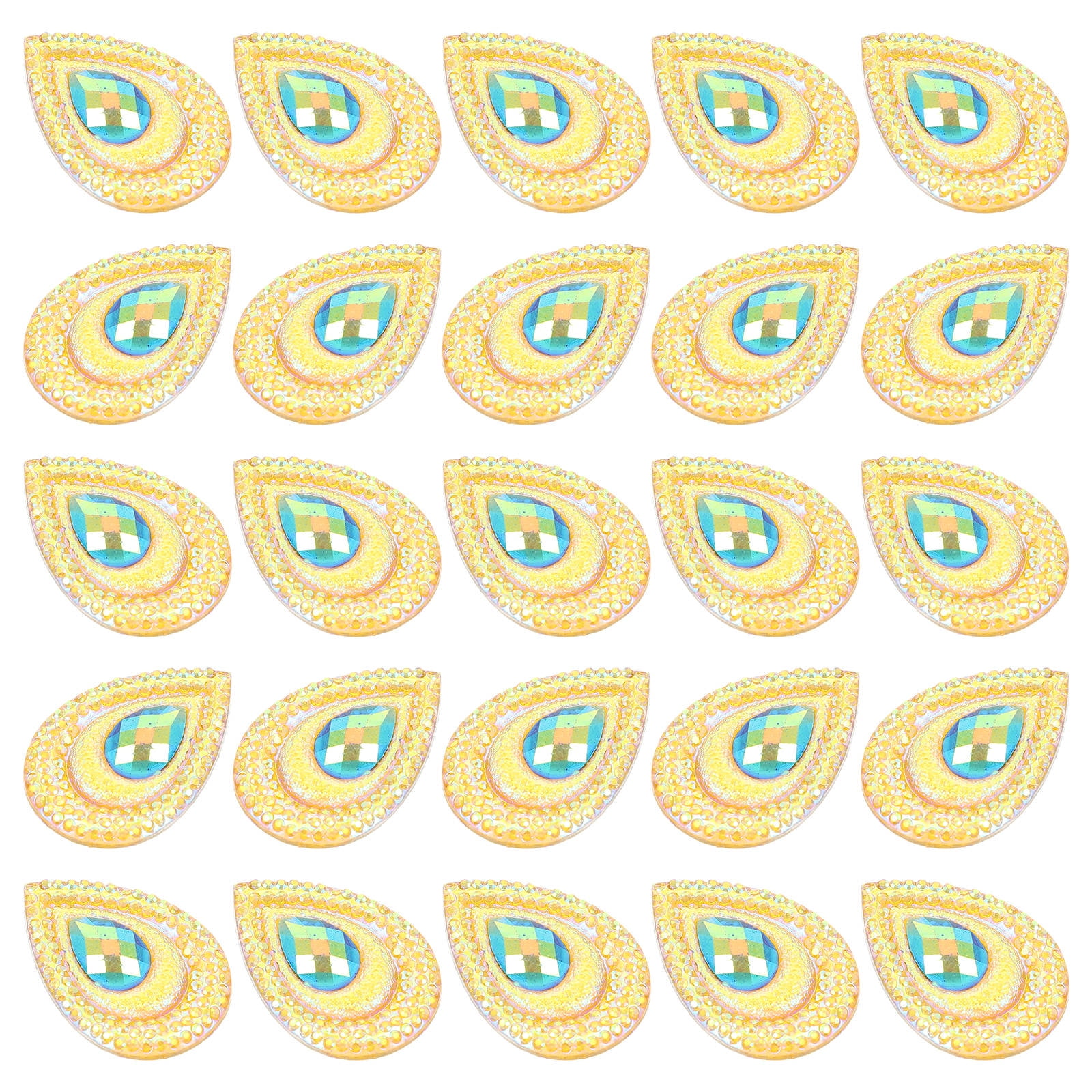 OHOIOLLA 100Pcs Diy Droplets Resin Ornament Golden Teardrop for Friends ...