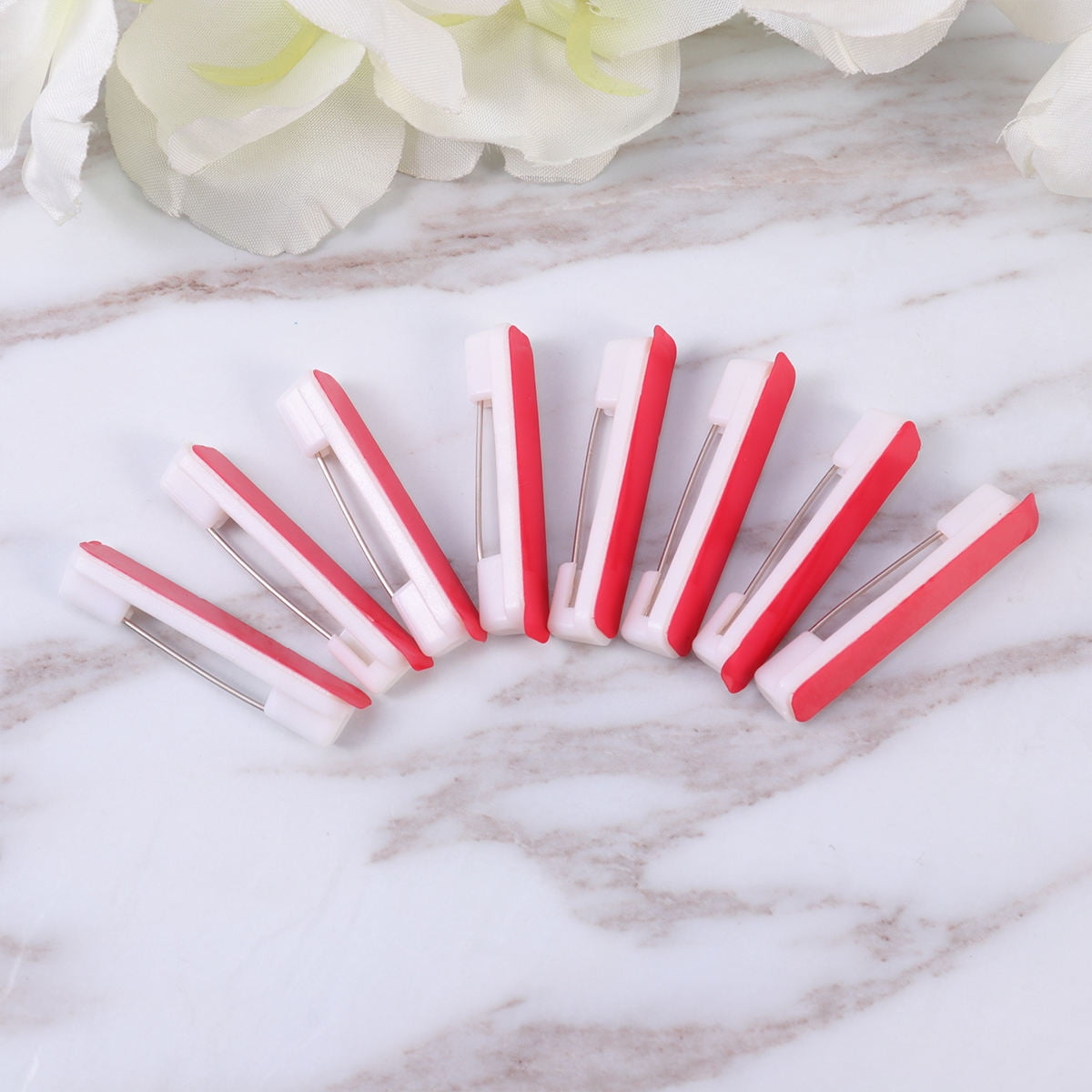 OHOIOLLA 100Pcs White Plastic Safety Worker ID Buckle Brooch Badges for ...