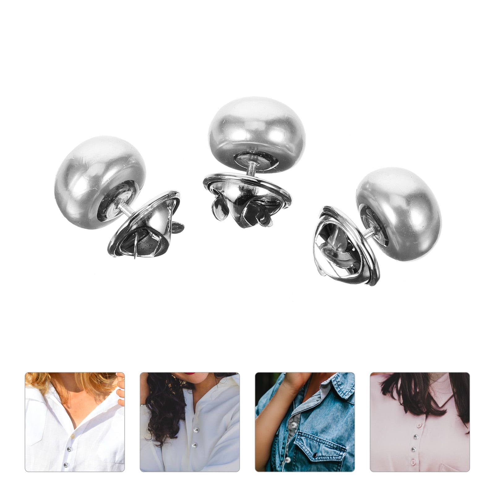 OHOIOLLA 10Pcs Decorative Buttons For Sewing Pearl Metal White Round No ...