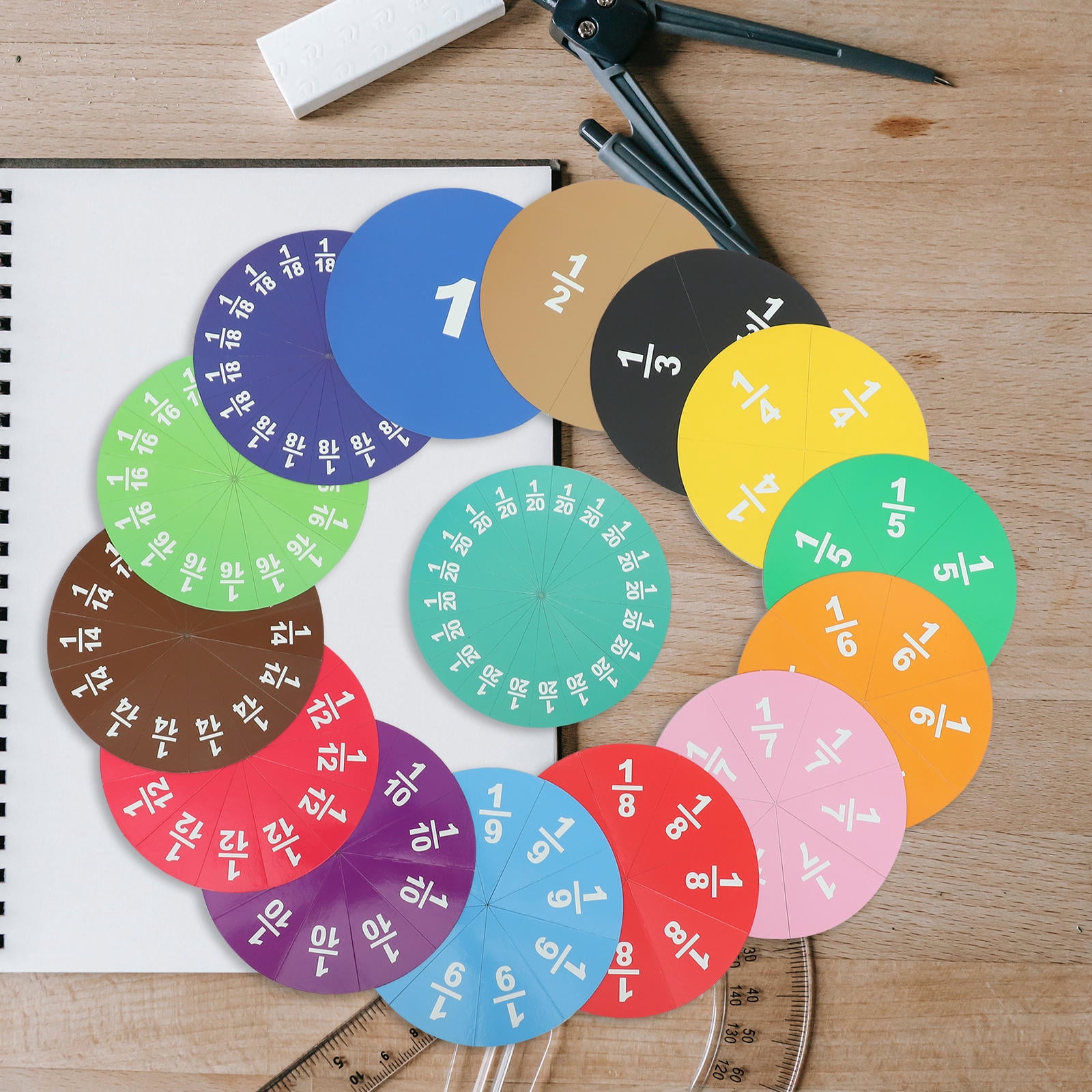 OHOIOLLA 15 Circles Large-sized Fraction Circles Rubber Soft Magnet ...