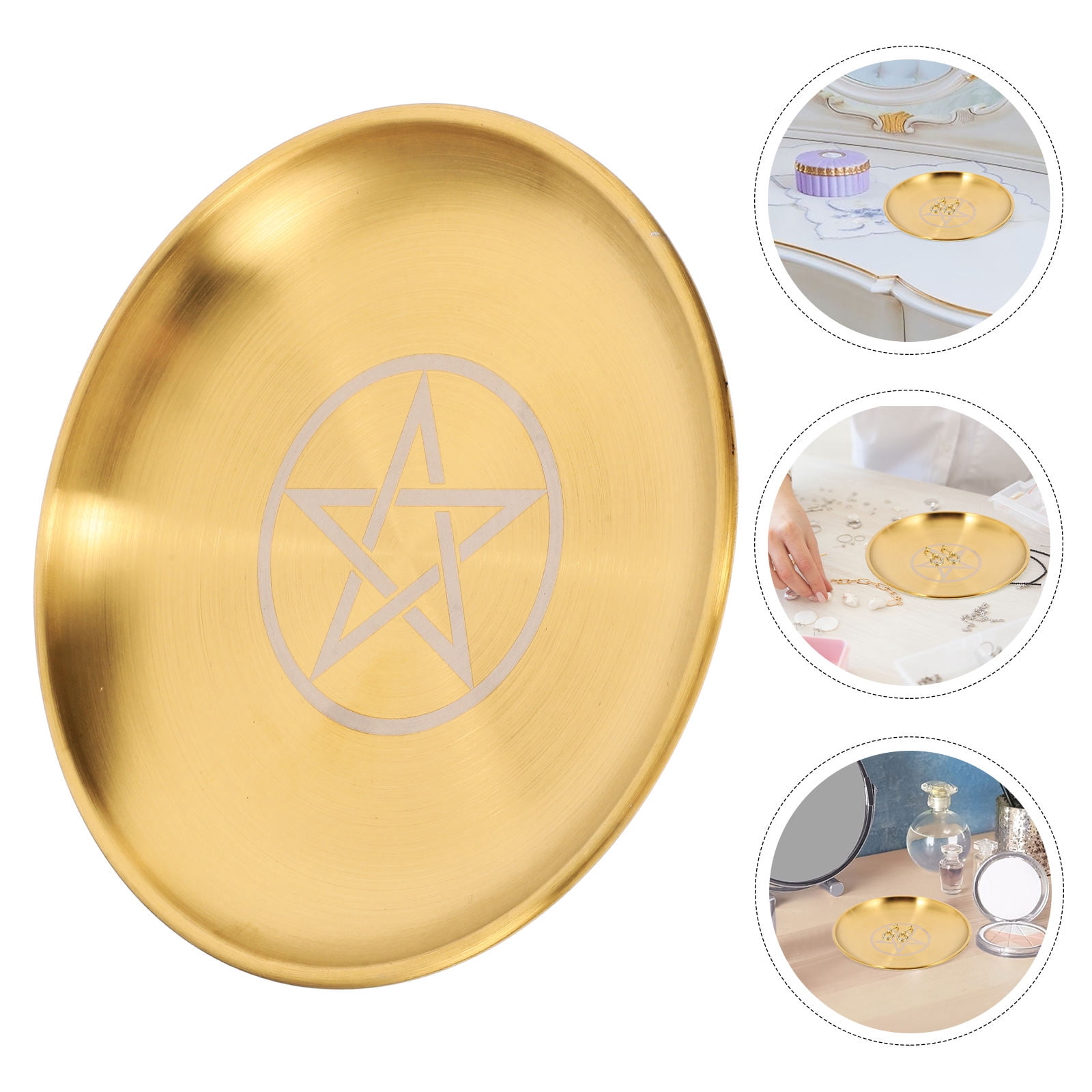 OHOIOLLA 1Pack Altar Ritual Plate Dish Witch Altar Tray Golden Iron ...