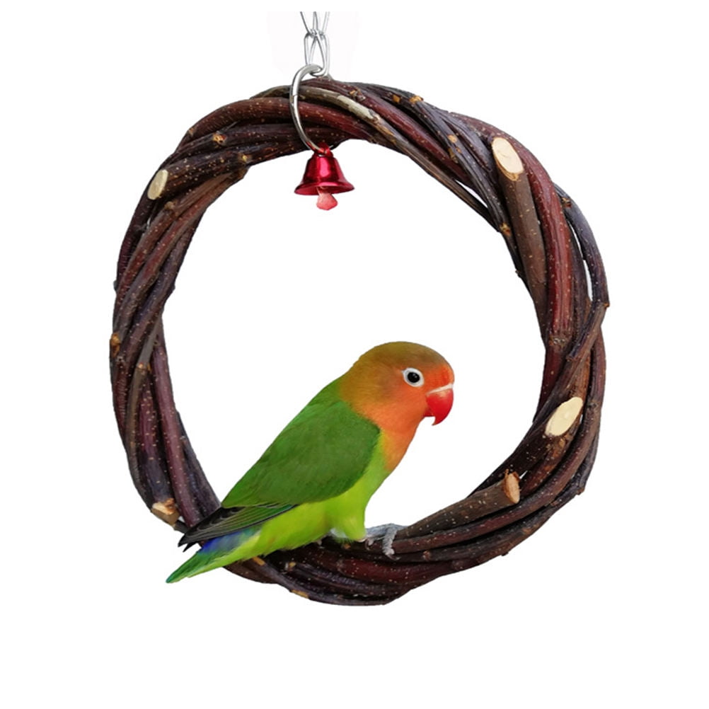 OHOIOLLA 1Pack Parrot Rings Bird Swing for Parrot Toys with Bell Color Random and Swinging ...
