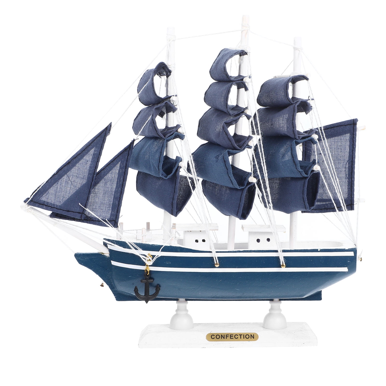 OHOIOLLA 1Pcs Blue Sailing Ship Model Vintage Nautical Style for ...