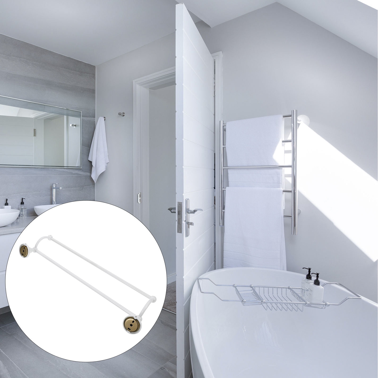 OHOIOLLA 1Set Shelf for Bathroom Wall White Brass Storage Rack Simple ...