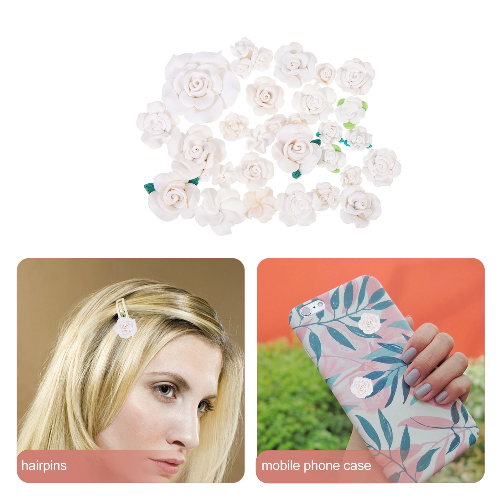 OHOIOLLA 28Pcs Craft Style Flower Patches in White Polymer Clay for DIY ...