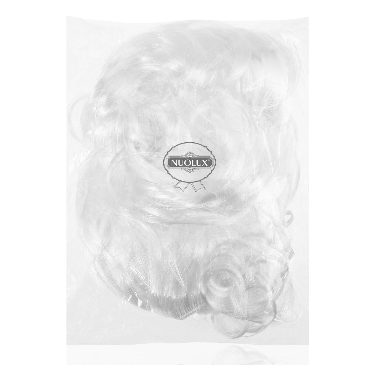 OHOIOLLA 2Set Beard and Wig Set White Synthetic Fibres Ready for Adults ...