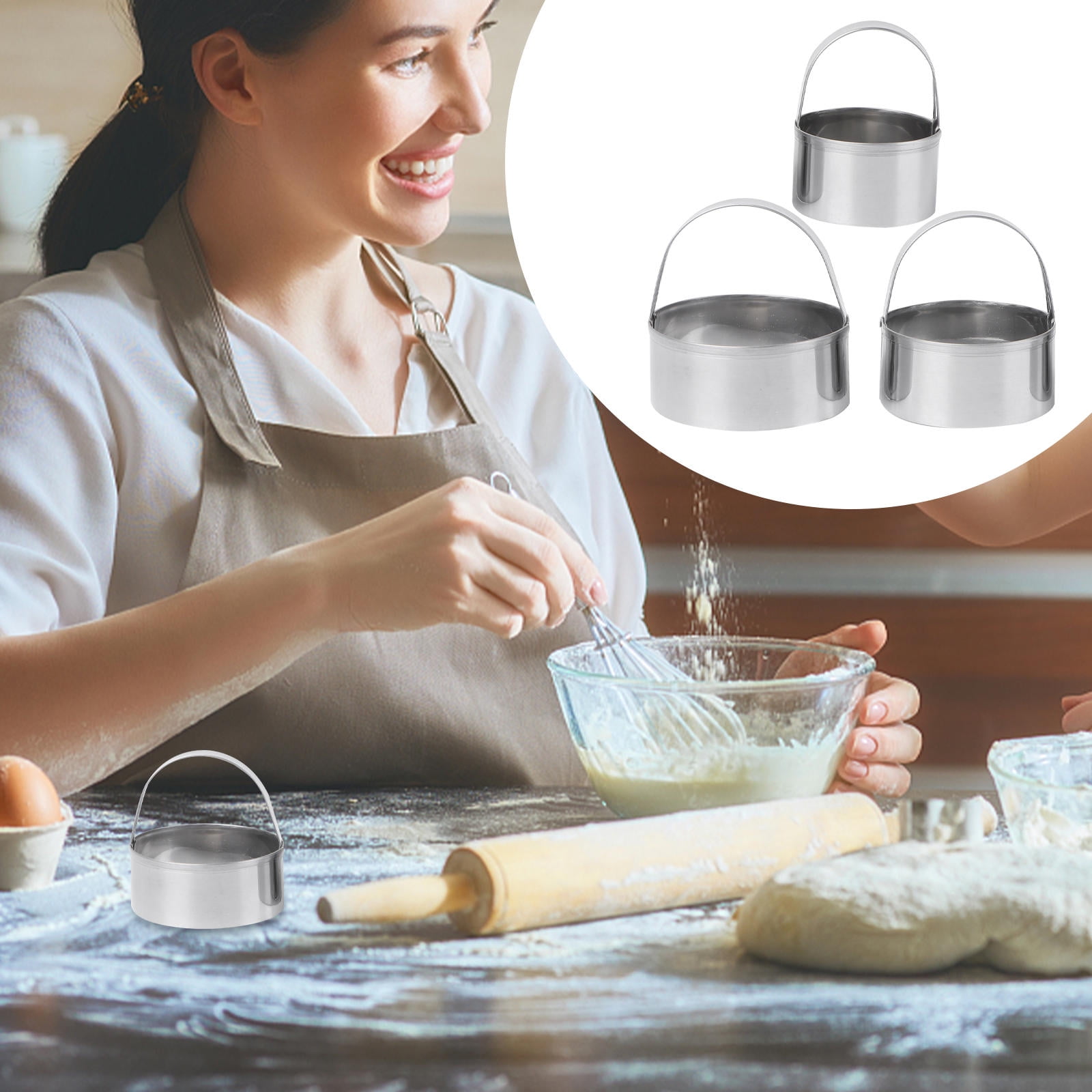 OHOIOLLA 3Pcs Classic Style Stainless Steel Baking Rings for Pastry ...