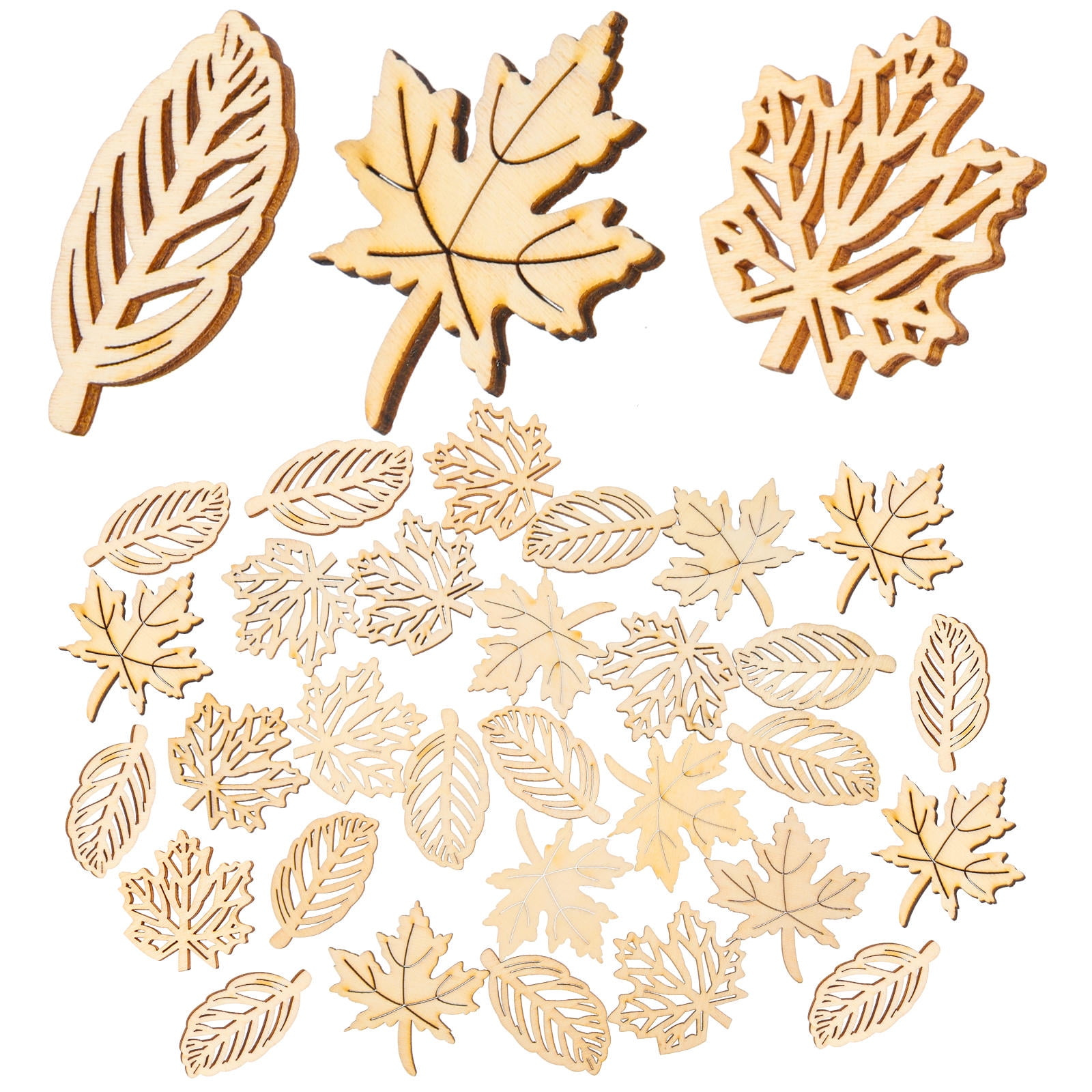 OHOIOLLA 40Pcs Wooden Maple Leaves Cutout Craft Supplies for Artists ...