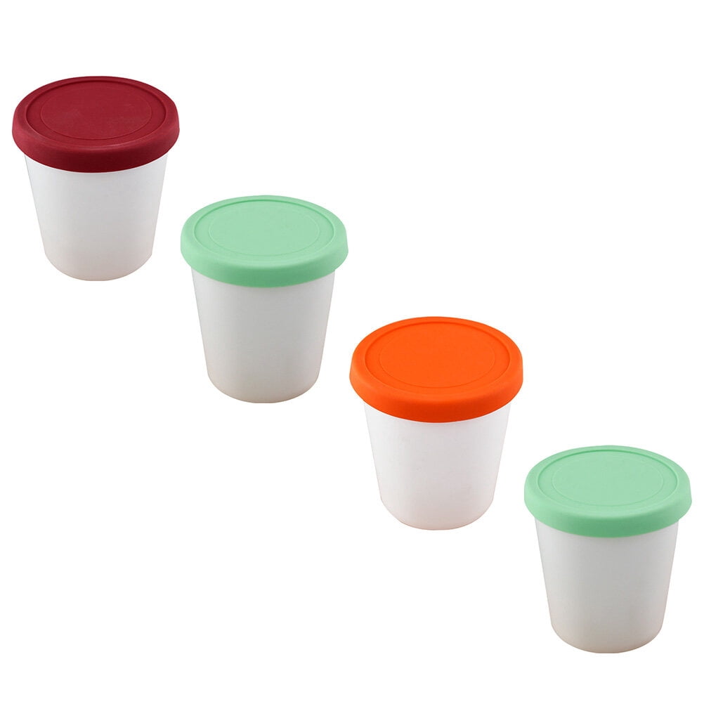 OHOIOLLA 4Set Ice Cream Container Assorted Color PP Silicone Stackable ...