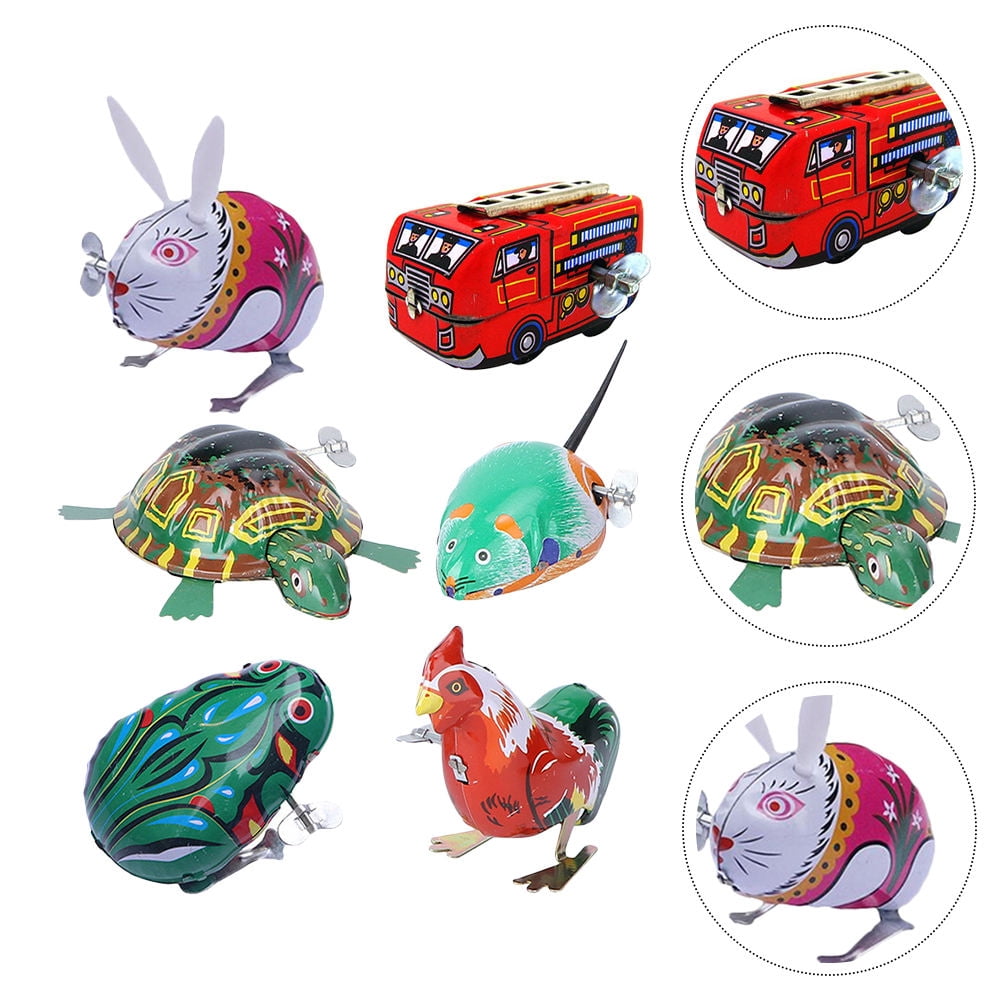 OHOIOLLA 6Pcs Clockwork Toys for Kids Iron Wind Up Playthings Battery ...