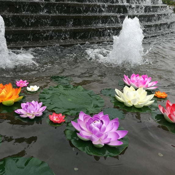 OHOIOLLA 7Pcs Floating Lotus Flowers for Pool Plastic Realistic Photo ...