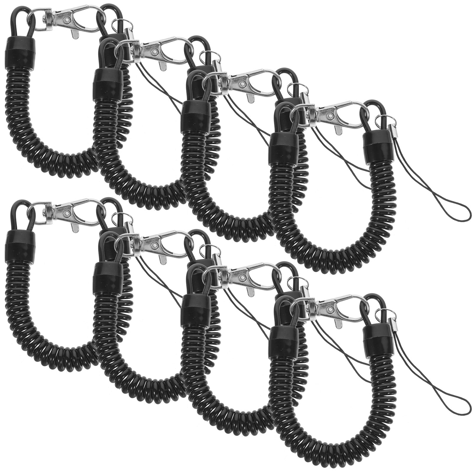 OHOIOLLA 8Pcs Black Pvc Retractable Spring Coil Keychains For General ...