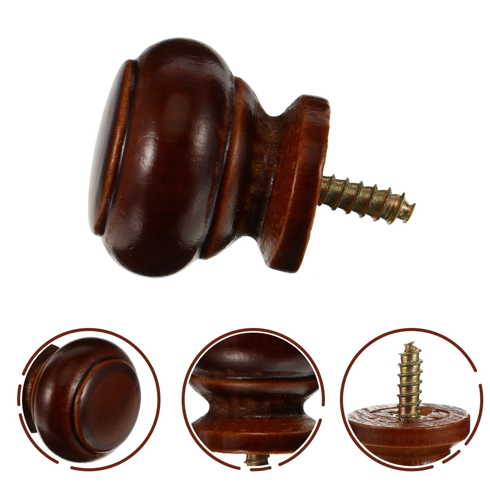 OHOIOLLA 8Pcs Kitchen Door Knob Cabinet Round Wood Door Knobs for Cabinet and Wardrobe Brown 3 ...