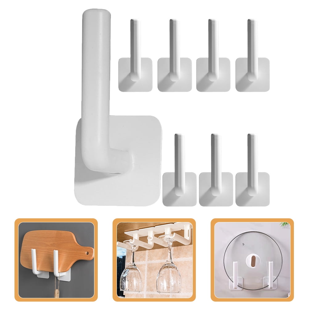 OHOIOLLA 8Pcs White ABS Small Adhesive Hooks for Bathroom Accessories ...