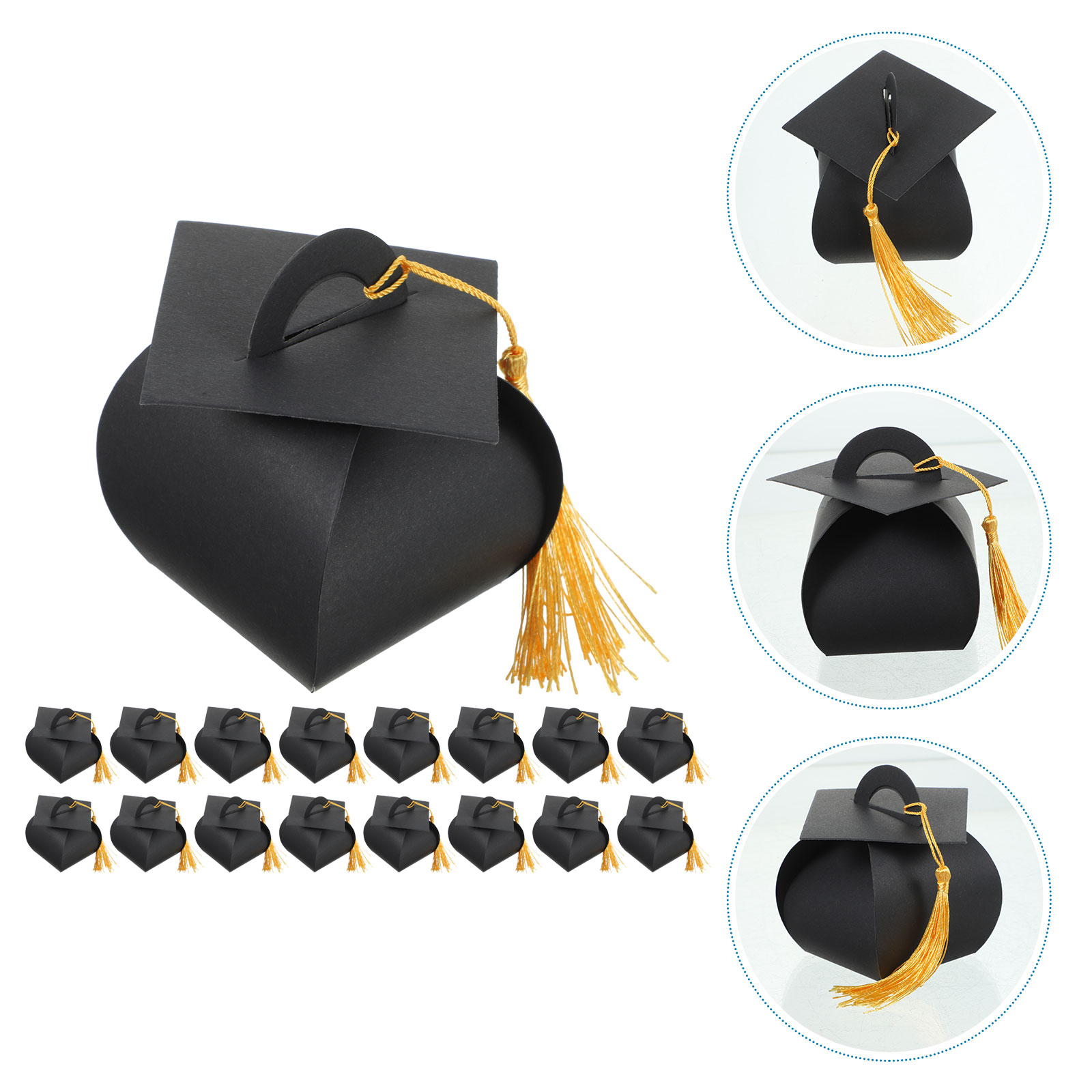 OHOIOLLA Black Paper Graduation Cap present Box 50Pcs for Graduation ...