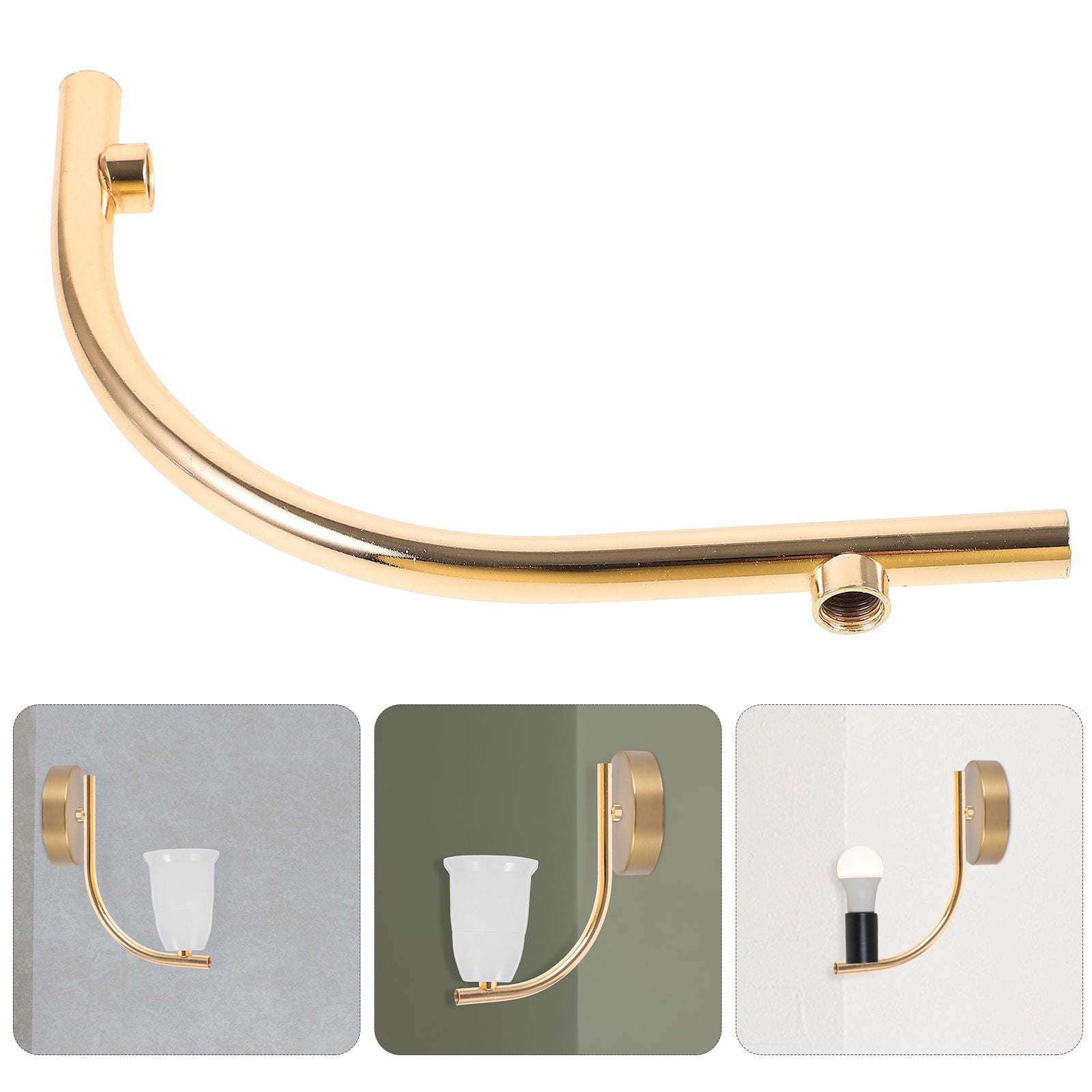 OHOIOLLA Curved Minimalist Lighting Fixture Stem in Golden Iron for ...