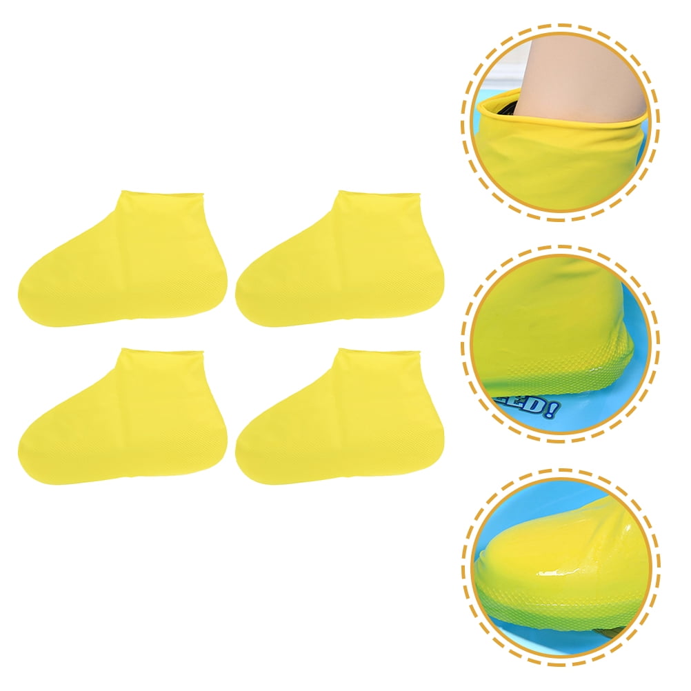 OHOIOLLA Flexible Yellow Latex Shoe Covers 2Pairs for Rainy Day and ...