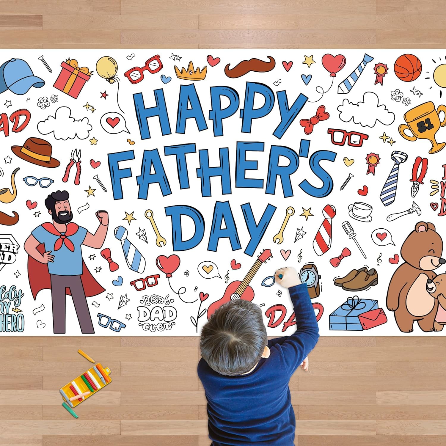 OHOME Fathers Day Giant Coloring Poster/Tablecloth - 30 x 72 Inches ...