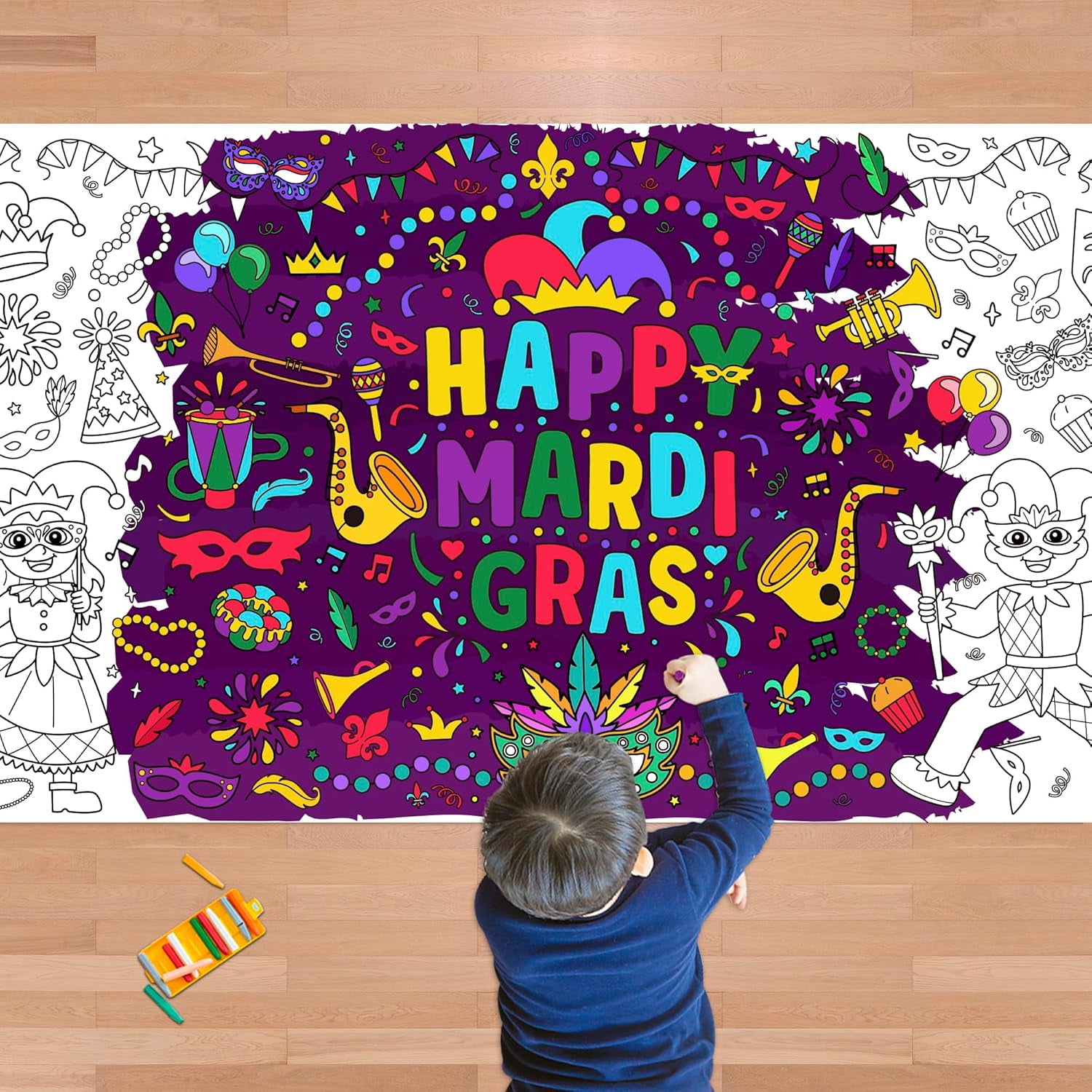 OHOME Mardi Gras Giant Coloring Poster/Tablecloth-Mardi Gras ...