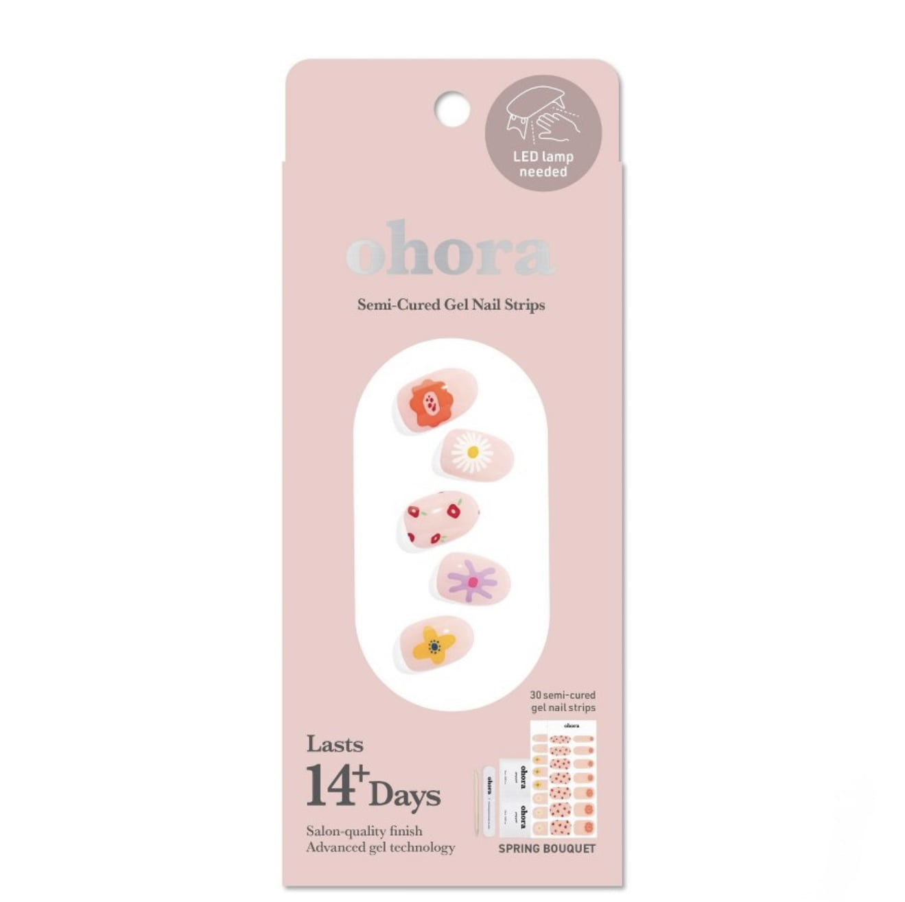 Ohora Semi-Cured Gel Nail Strips - T SPRING BOUQUET - 30pcs - Walmart.com