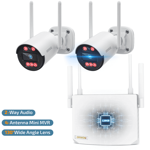OHWOAI 130°Wide Angle View Security Camera Wireless System,WIFI Cameras ...