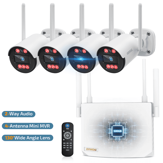 OHWOAI 130°Wide Angle View Security Camera Wireless System,WIFI Cameras ...