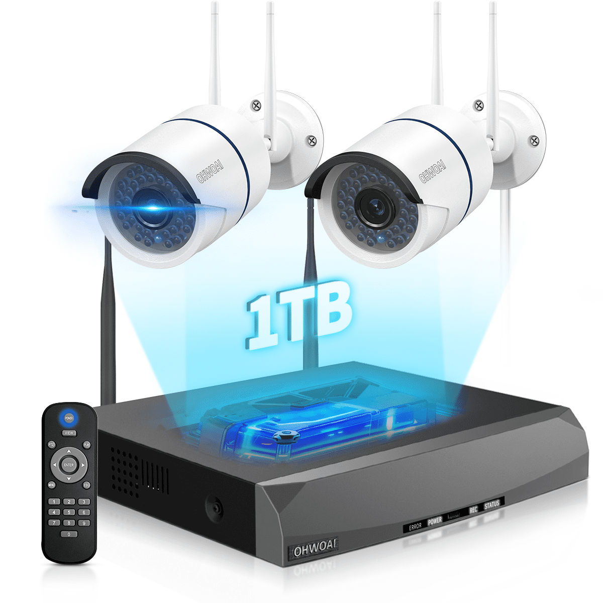 OHWOAI 3MP Wireless Outdoor Security Camera System, WiFi NVR Security ...
