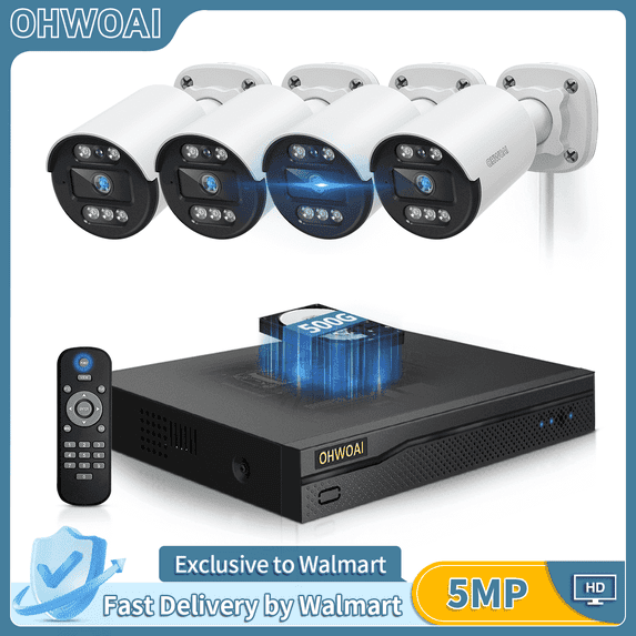 OHWOAI 5MP Super HD CCTV Camera System Outdoor, DVR Surveillance ...