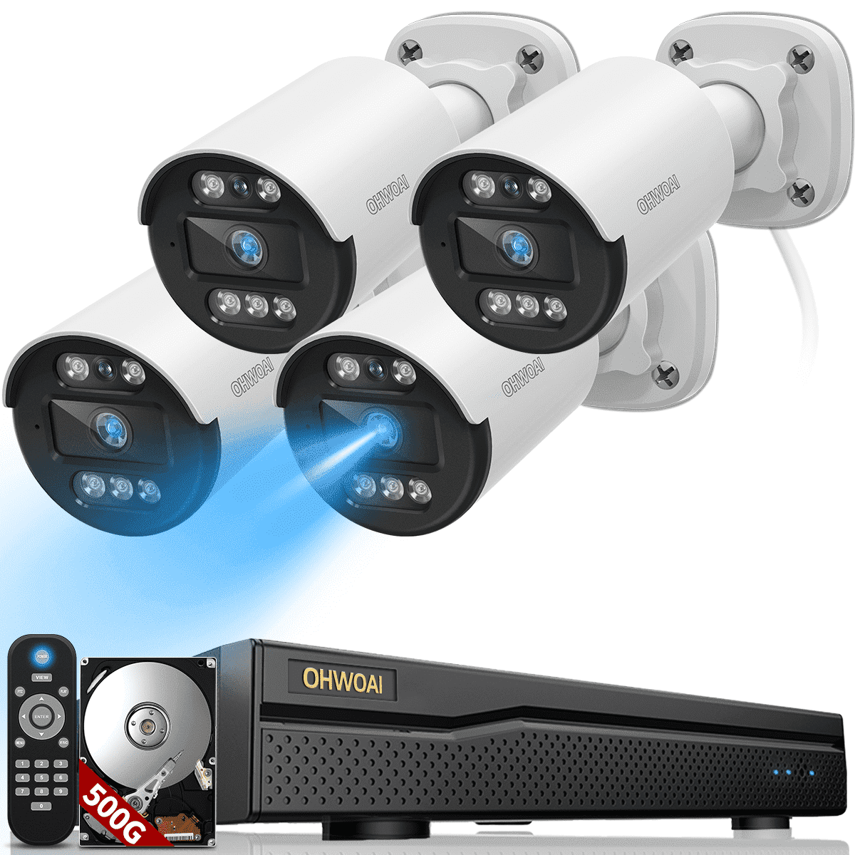 OHWOAI 5MP CCTV Security System Indoor/ Outdoor Wired,4 Channel DIY ...