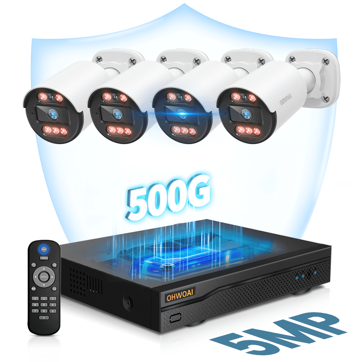 OHWOAI 5MP Super HD CCTV Camera System Outdoor, DVR Surveillance ...