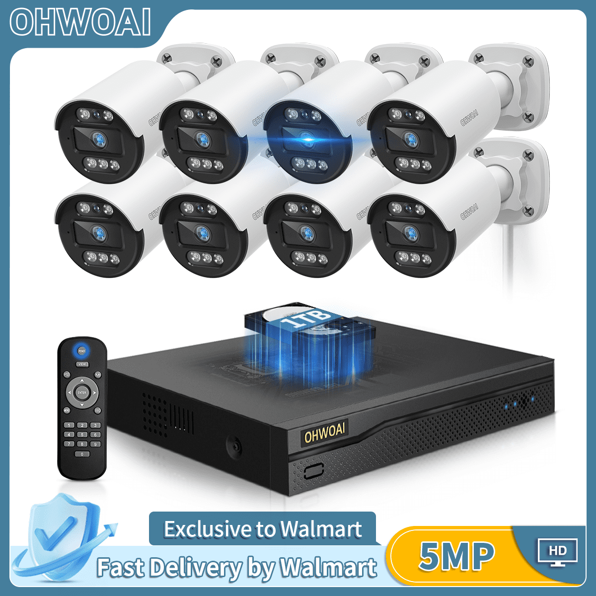 OHWOAI 5MP CCTV Security System Indoor/ Outdoor Wired,8 Channel DIY ...