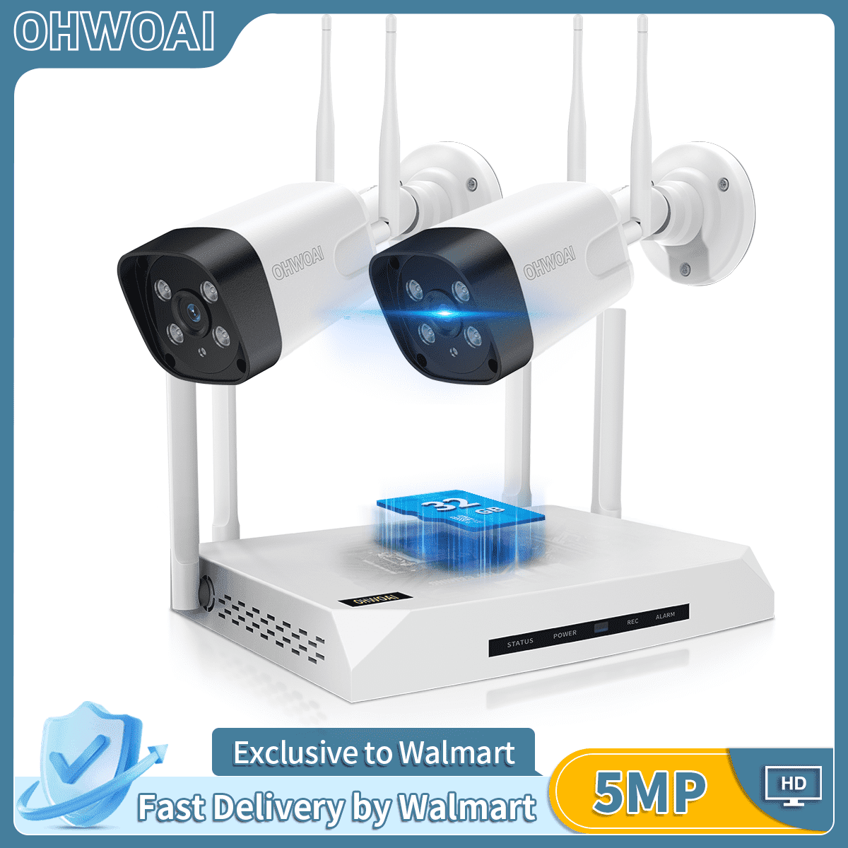 OHWOAI 5MP Dual Antennas Wireless Camera Security System for Home,2 ...