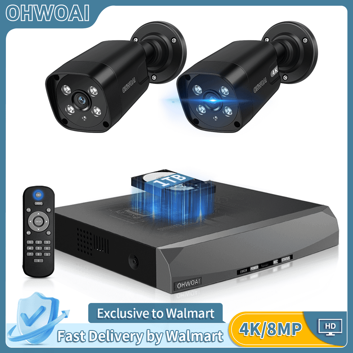 OHWOAI Outdoor CCTV Security Camera System,Black 8.0MP IP Wired ...