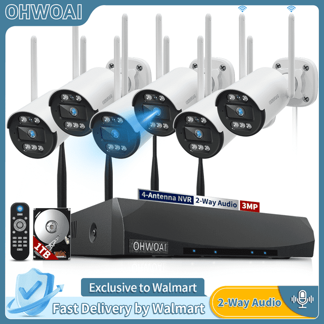 OHWOAI Security Camera Wireless System,WIFI Cameras with 130°Wide Angle ...
