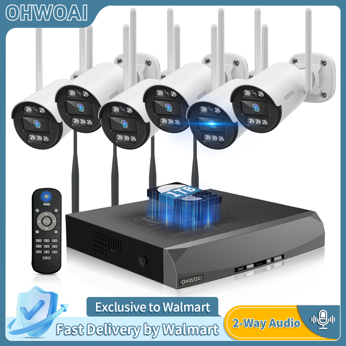 OHWOAI Security Camera Wireless System,WIFI Cameras with 130°Wide Angle ...