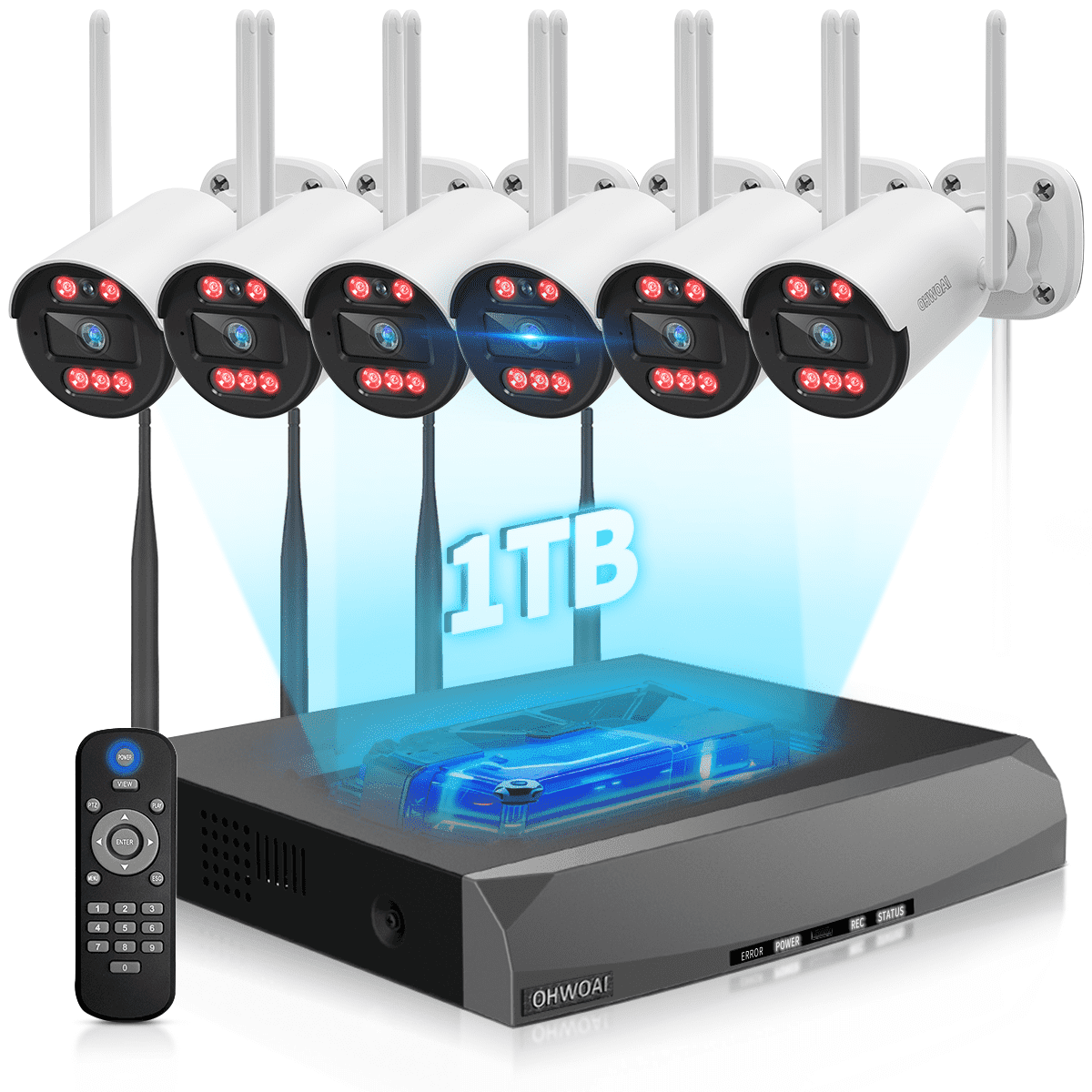 OHWOAI Security Camera Wireless System,WIFI Cameras with 130°Wide Angle ...