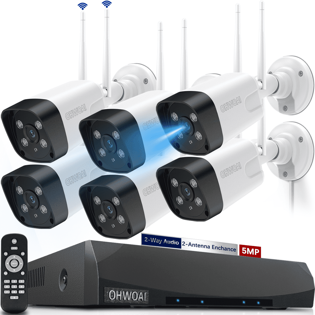 OHWOAI 5MP Wireless Security Camera System with Dual Antennas,Wireless ...
