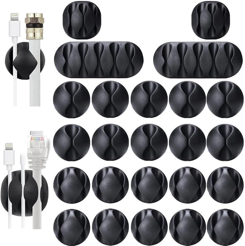 OHill 16-Pack Black Cord Organizer - Adhesive Cable Clips Holder for ...