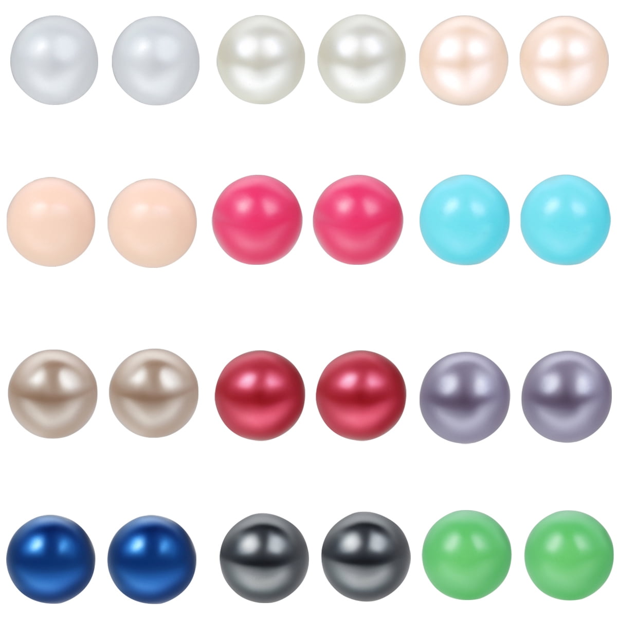 OIDEA 24pcs Stainless Steel Colorful Simulated Pearl Round Ball Stud ...