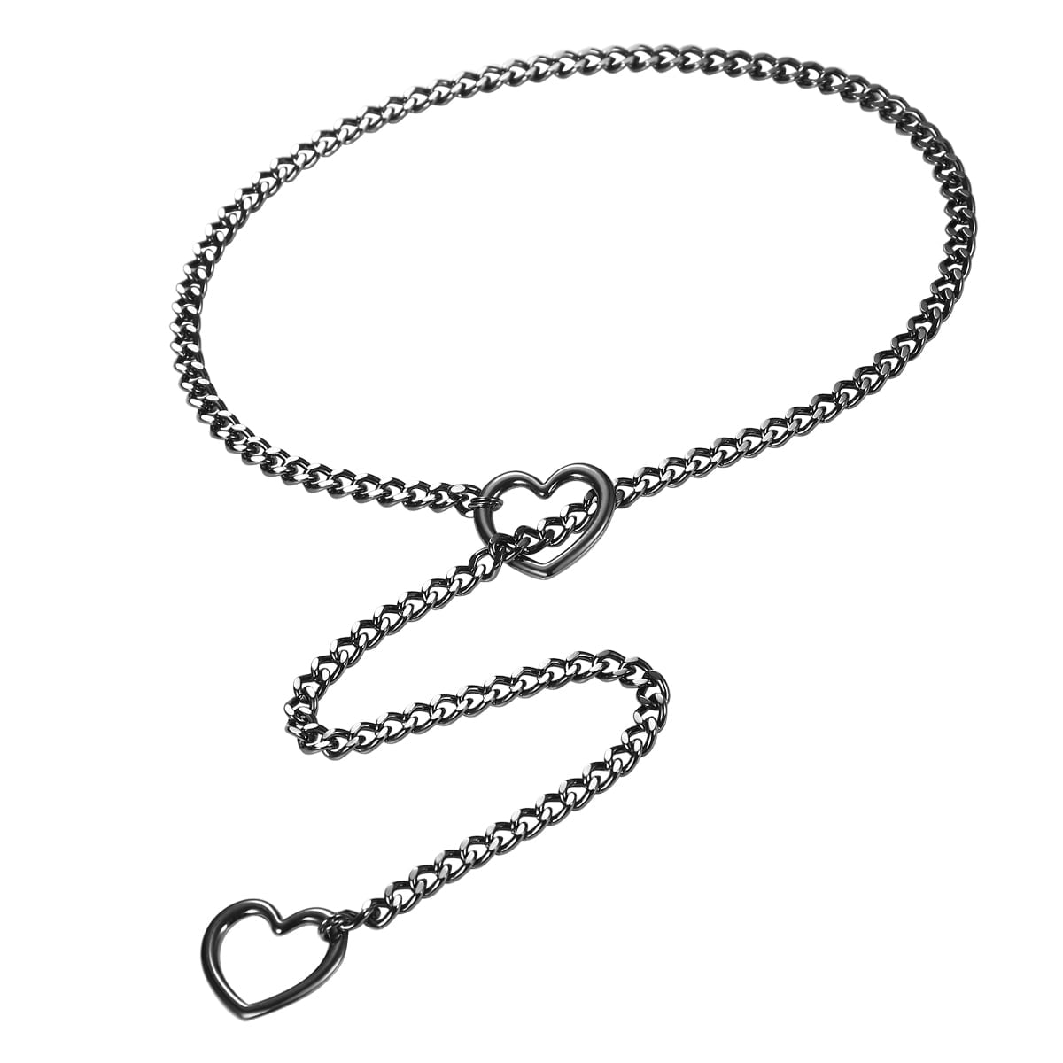 OIDEA Punk Heart O-ring Slip Chain Choker Necklace, Black Stainless ...