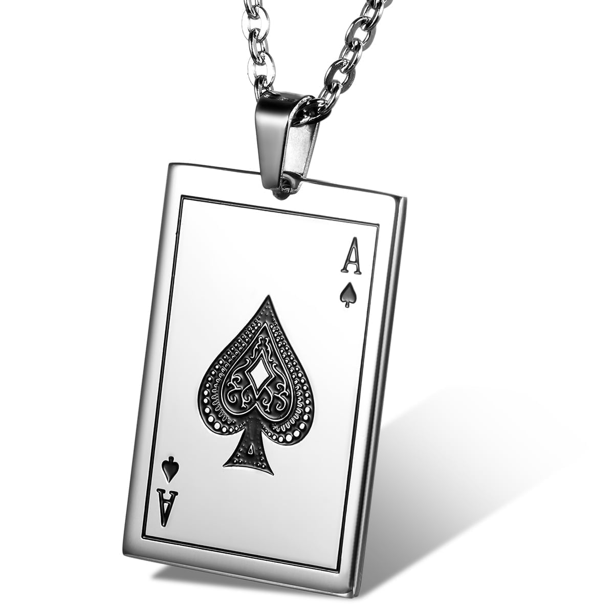 OIDEA Stainless Steel Punk Rock Poker Card Ace Pendant Necklace for Men ...