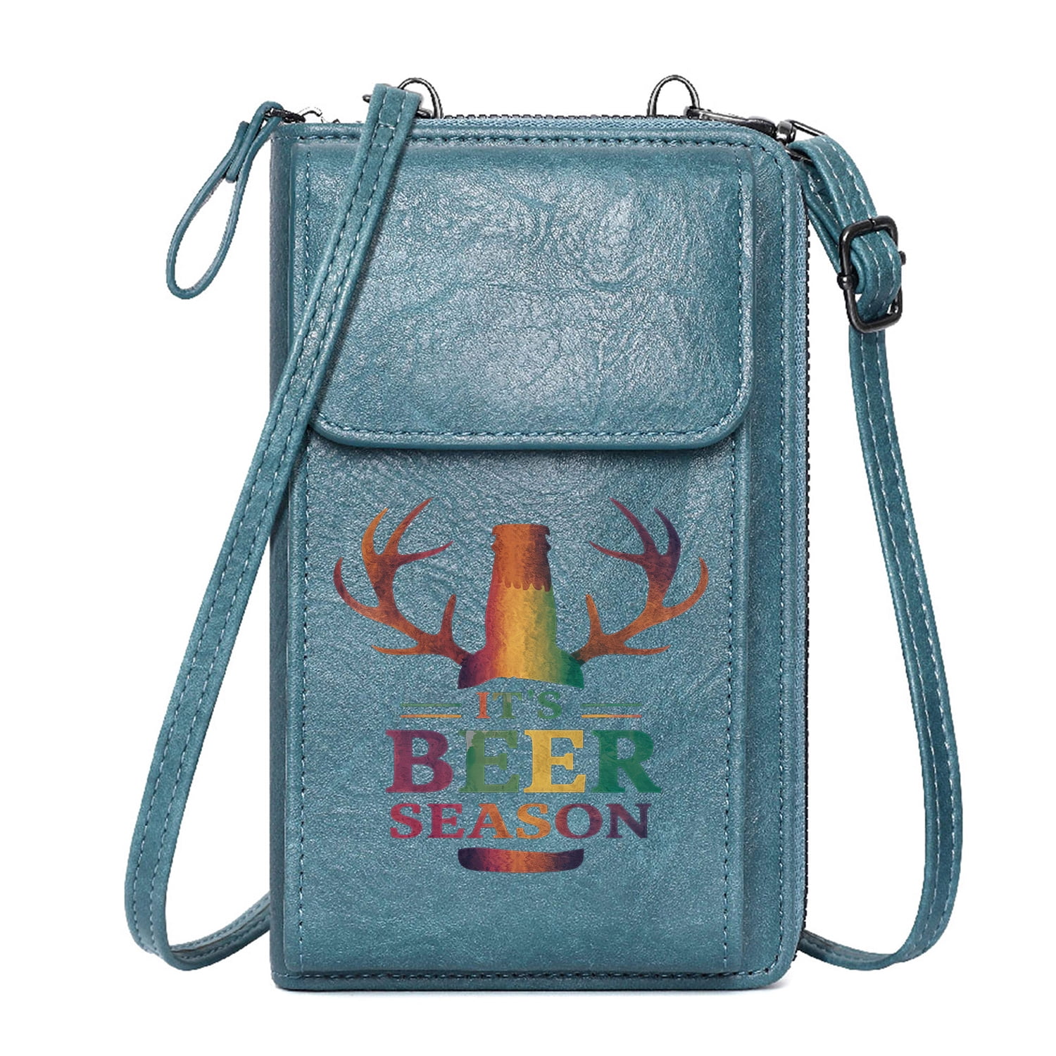 OIDERY Ladies Cell Phone Purse Zipper Womens Wallet Antlers Beer Bottle ...