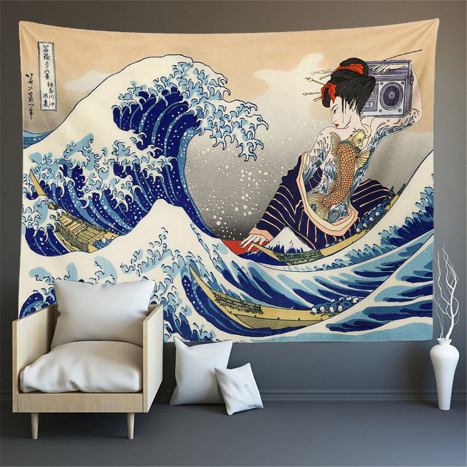 OIENS Home Godzilla Tapestry The Great Wave off Kanagawa Painting ...