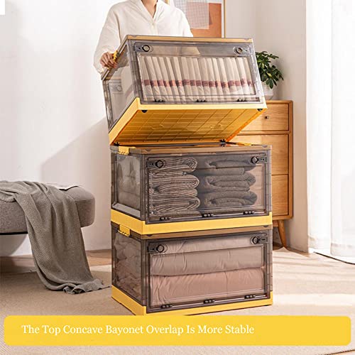 OIHYA Transparent Storage Box, Double Door Foldable Plastic Crate With ...