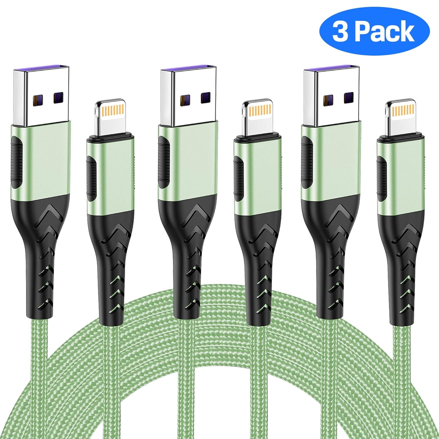 OIITH 3 Pack iPhone Charger 10ft Braided Cable Cord, Fast Charging Cord ...